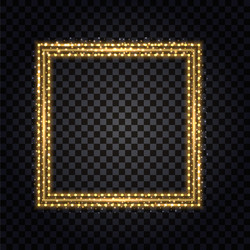 Gold square frame with glowing glitter effect Vector Image