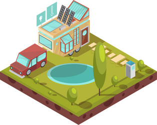 Mobile home isometric composition Royalty Free Vector Image