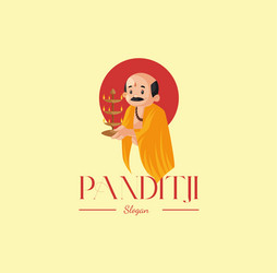 Pandit ji sundar lal mascot logo Royalty Free Vector Image