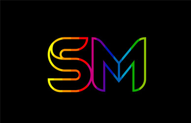 Rainbow colored alphabet combination letter sm s Vector Image