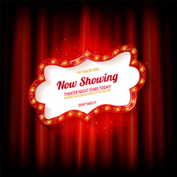 Theater cinema sign movie light frame retro Vector Image
