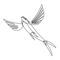 Flying fish sketch engraving Royalty Free Vector Image