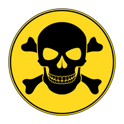 Skull and bones warning sign danger Royalty Free Vector