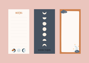 Notebook designs with a star and moon Royalty Free Vector