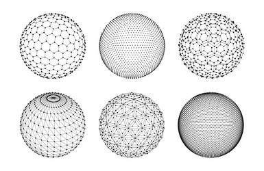 3d sphere mesh globe shapes with dots and line Vector Image