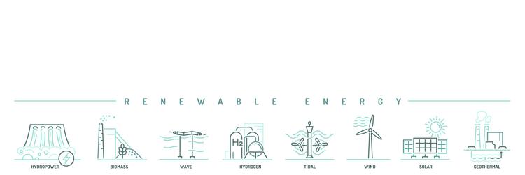 Renewable energy line icons collection solar Vector Image
