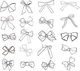 Knots and bows from threads set black collection Vector Image