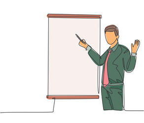 One continuous line drawing of young startup Vector Image