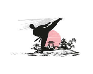 Creative abstract karate fighter Royalty Free Vector Image