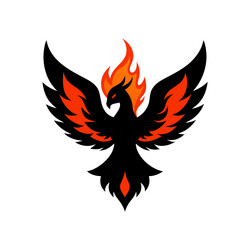 Cartoon style phoenix eagle with fire wings Vector Image