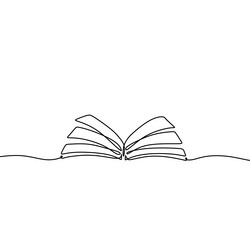 One line drawing of knowledge tree book Royalty Free Vector