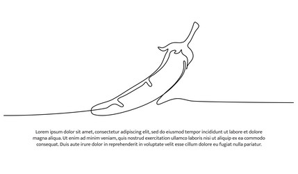 Chilli one continuous line design vegetable Vector Image