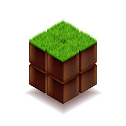 Game block isometric landscape cube land and grass
