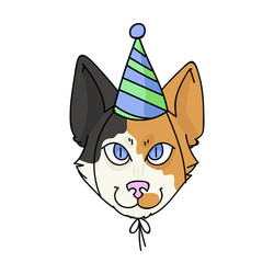 Cute cartoon ragdoll cat with party hat Royalty Free Vector