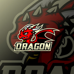 Red dragon esports logo design Royalty Free Vector Image