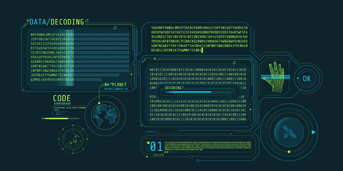 Futuristic Interface Of Satellite Data Decoding Vector Image