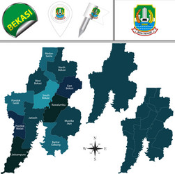 Bekasi indonesia city skyline with color Vector Image