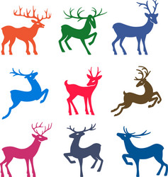 Set of reindeer christmas silhouettes Royalty Free Vector
