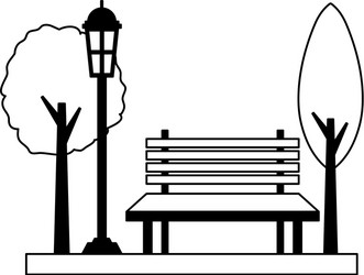 Park bench lamp post Royalty Free Vector Image