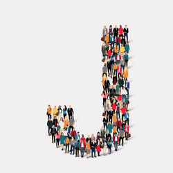 Group people letter form Royalty Free Vector Image