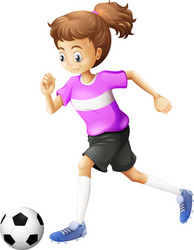 Young girl playing soccer Royalty Free Vector Image