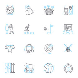 Weightlifting linear icons set strength stamina Vector Image
