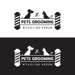 Pet grooming dog and cat silhouette Royalty Free Vector