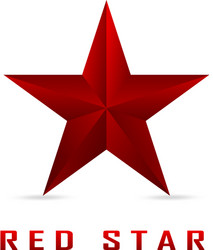Single red star shine on white background Vector Image
