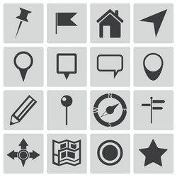 Black map icons set Royalty Free Vector Image - VectorStock