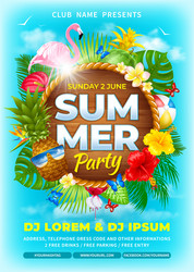 Summer beach party advertisement poster template Vector Image