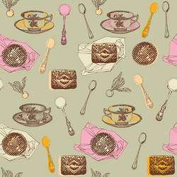 Elegant Tea Party Pattern Royalty Free Vector Image