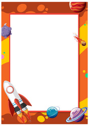 Outer space adventure planets and rocket border Vector Image