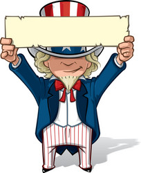 Uncle sam holding a sign Royalty Free Vector Image