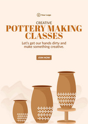 Flyer design of pottery making workshop template Vector Image