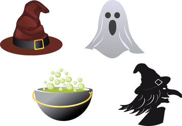 Halloween hats witch costume cap autumn holiday Vector Image