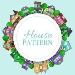 Cute houses seamless pattern with color home Vector Image