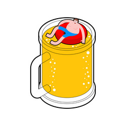 Alcoholic swim in beer man swimming inside Vector Image