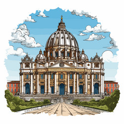 Basilica of saint peter hand-drawn comic saint Vector Image