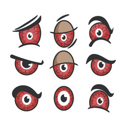 Hand drawn red eyes cartoon isolated on white Vector Image