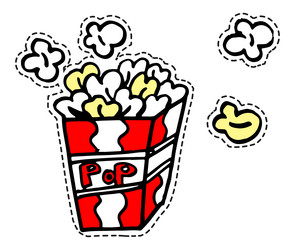Bucket full popcorn red and white striped Vector Image