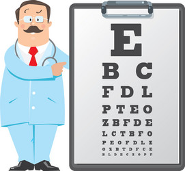 Optician doctor with snellen eye chart Royalty Free Vector