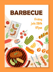Grill party poster barbecue flyer templates Vector Image