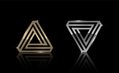 Gold and silver triangle 2 Royalty Free Vector Image