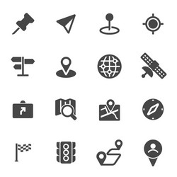 Black map icons set Royalty Free Vector Image - VectorStock