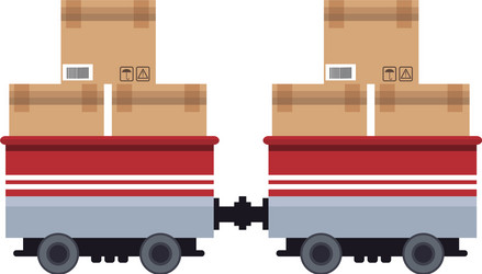 Cargo train with cardboard boxes side view Vector Image