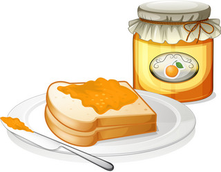 One jar orange jam on white background Royalty Free Vector