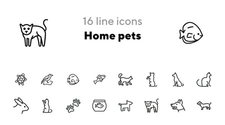 Home pets line icon set Royalty Free Vector Image
