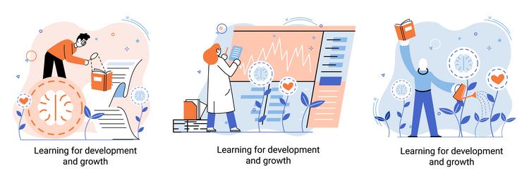 Learning for development and growth self-learning Vector Image
