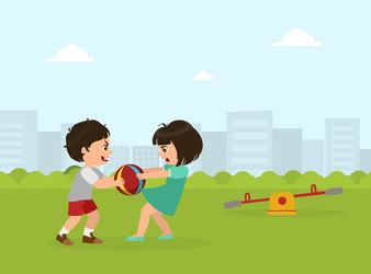 Boy taking away a ball from a girl part of bad Vector Image