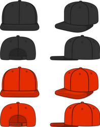 Set images a rapper cap with flat visor Royalty Free Vector